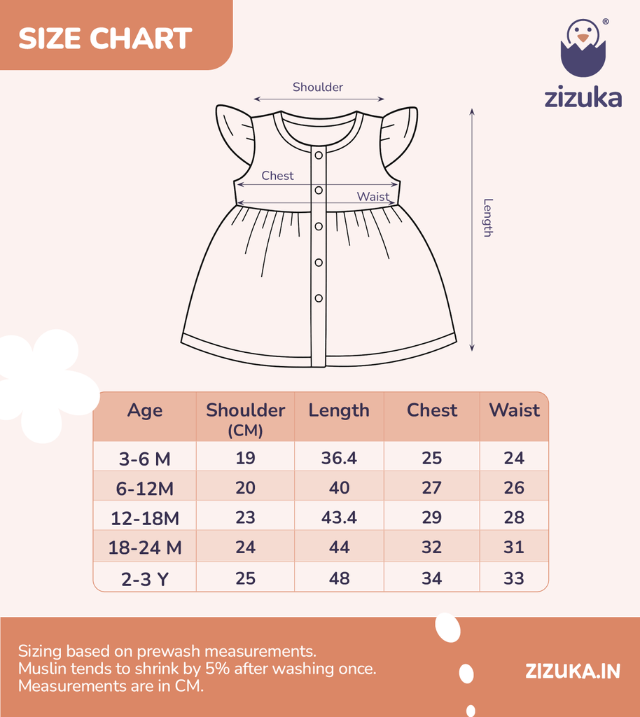 Muslin Baby Girl Frock Dress -Cap Sleeve 100% Cotton Frocks – zizuka